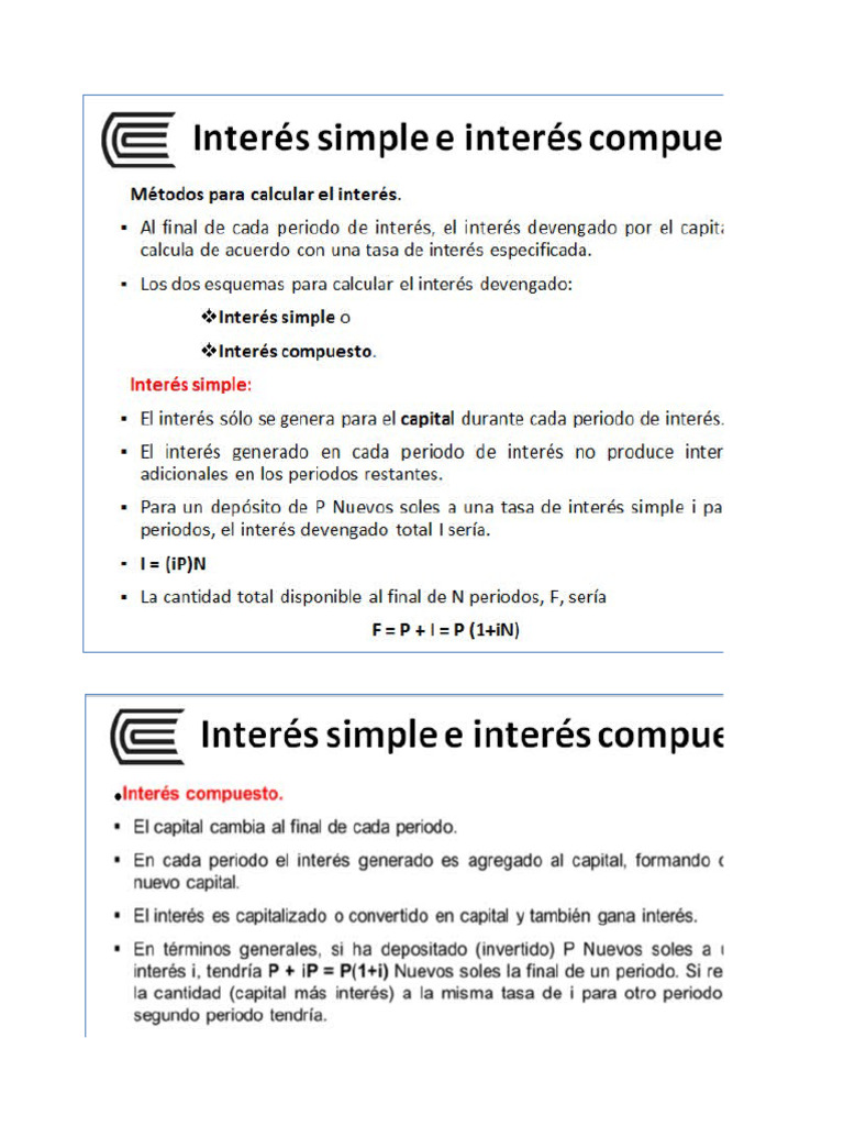 2.semana 1 Interes Simple y Compuesto | PDF | Interés | Tasas de interés