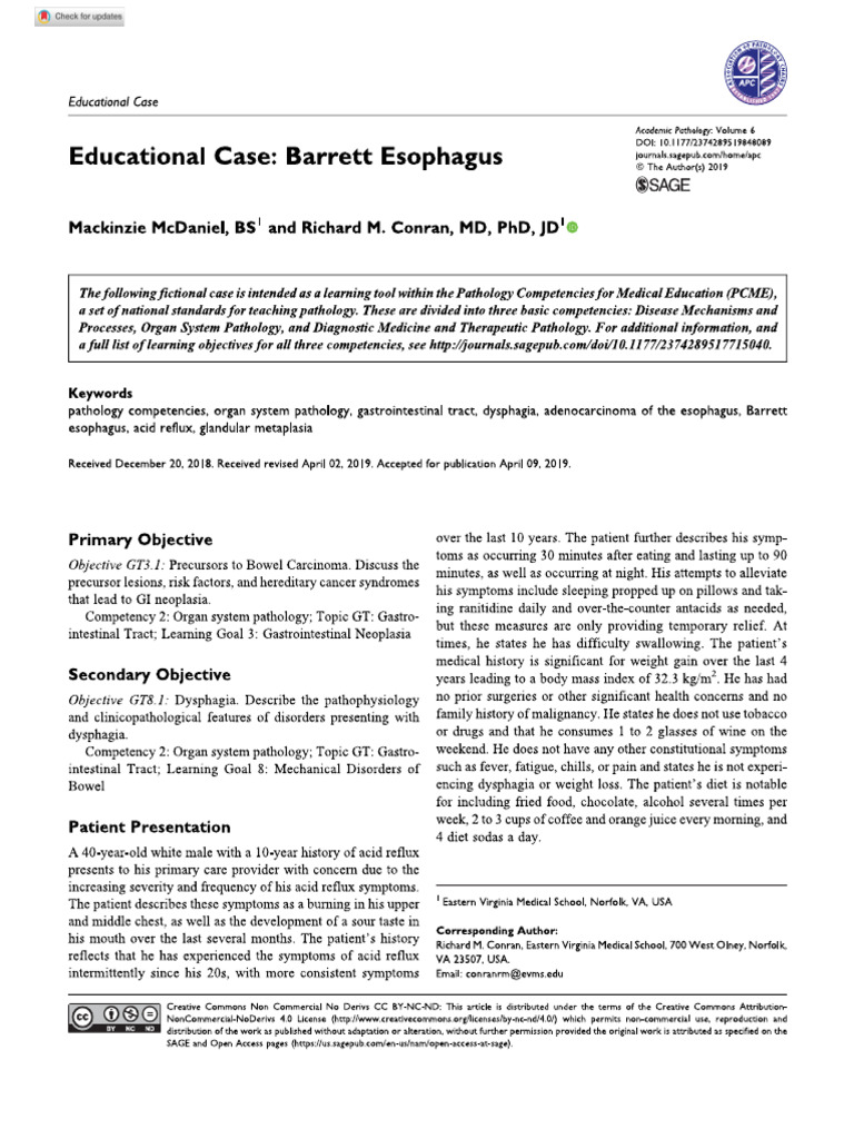 Educational Case Barrett Esophagus | PDF