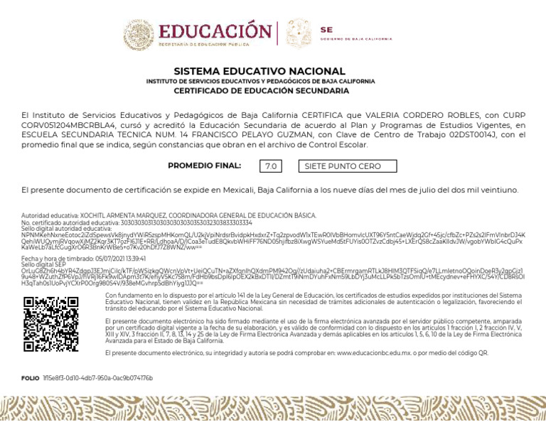 Certificado de Educación Secundaria | PDF | Ciencias sociales | Derecho