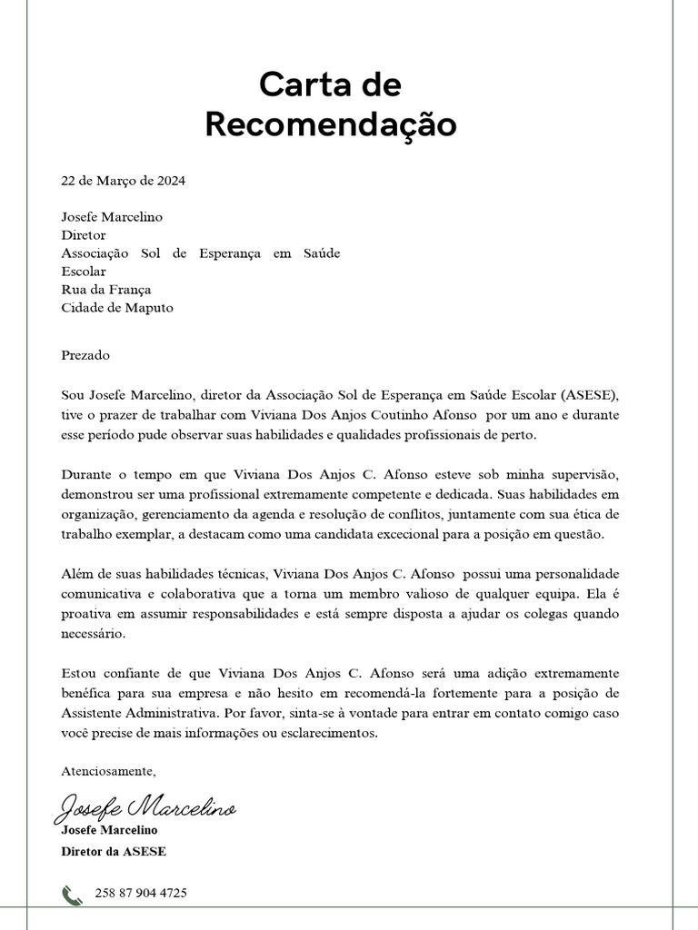 Carta de Recomendação | PDF