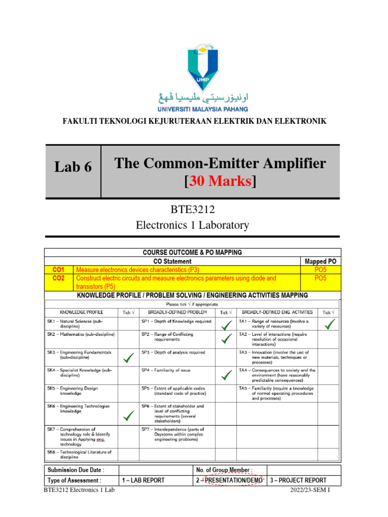 Lab Sheet 6 | PDF | Amplifier | Electrical Network