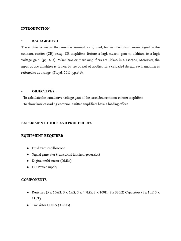 Lab Report 1 | PDF | Amplifier | Electrical Engineering Lab Report 1 | PDF | Amplifier | Electrical Engineering
