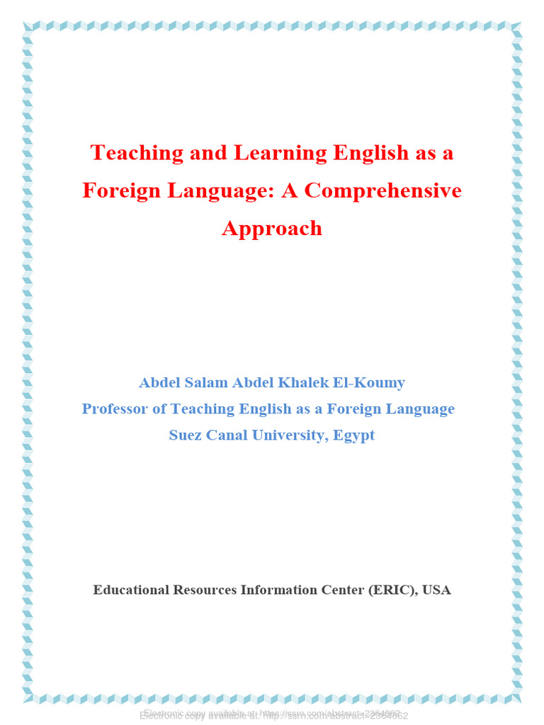 Teaching and Learning English As A Foreign Language: A Comprehensive ...