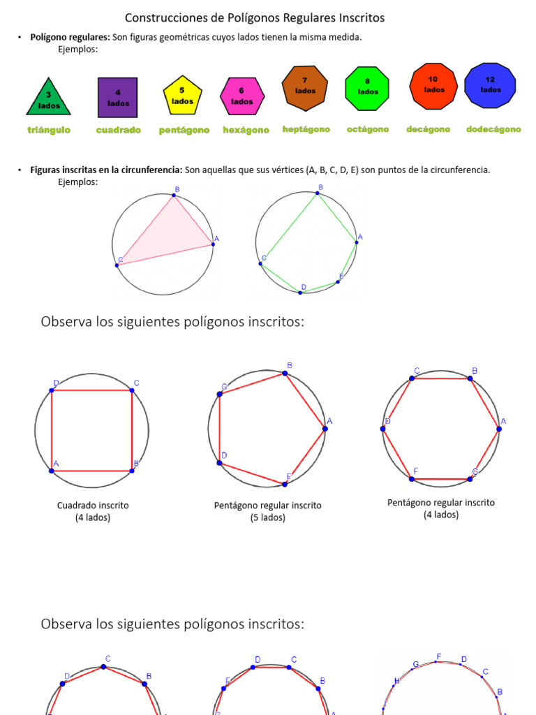 Polígonos Regulares Inscritos: Guía Práctica | PDF