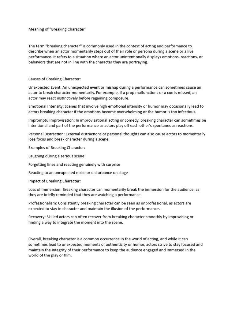 Breaking Character | PDF