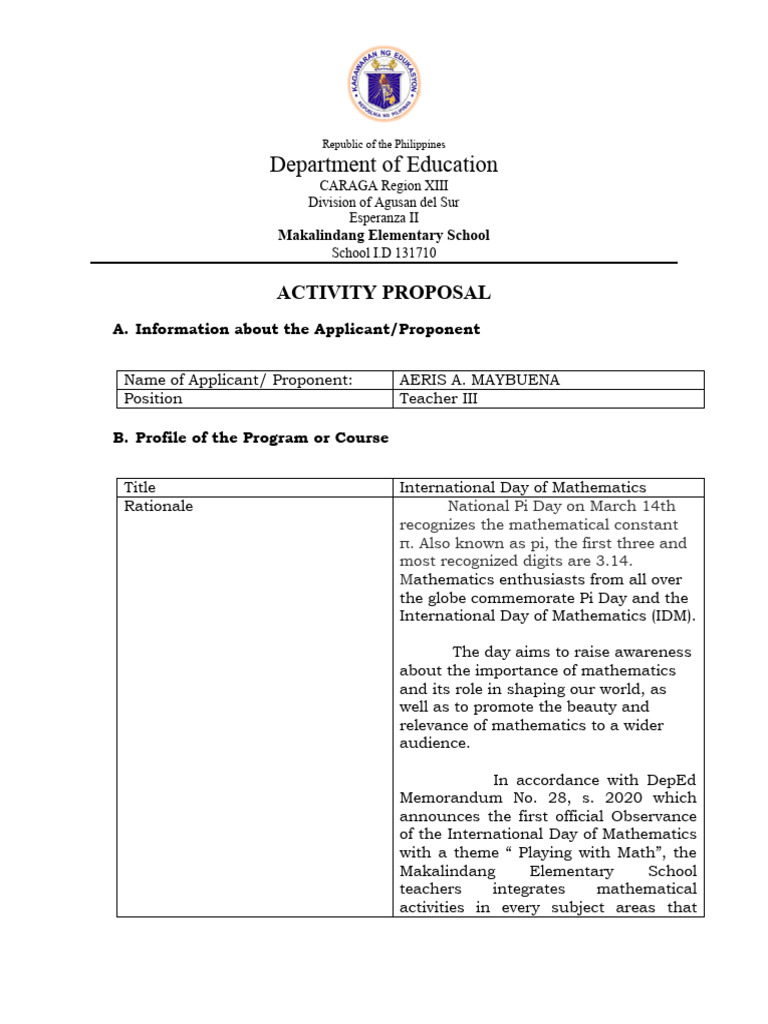 Activity Proposal PI DAY | PDF | Learning | Educational Technology