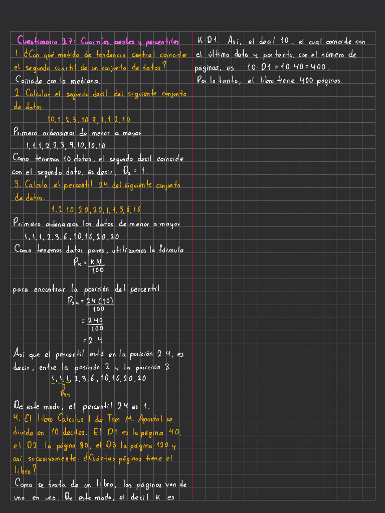 Ejercicios de Cuartiles, Deciles y Percentiles | PDF