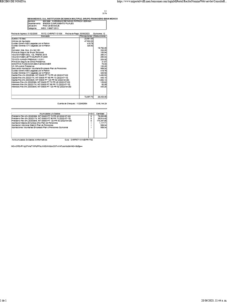 Recibo De Nomina Pdf Finanzas Personales Servicios Financieros