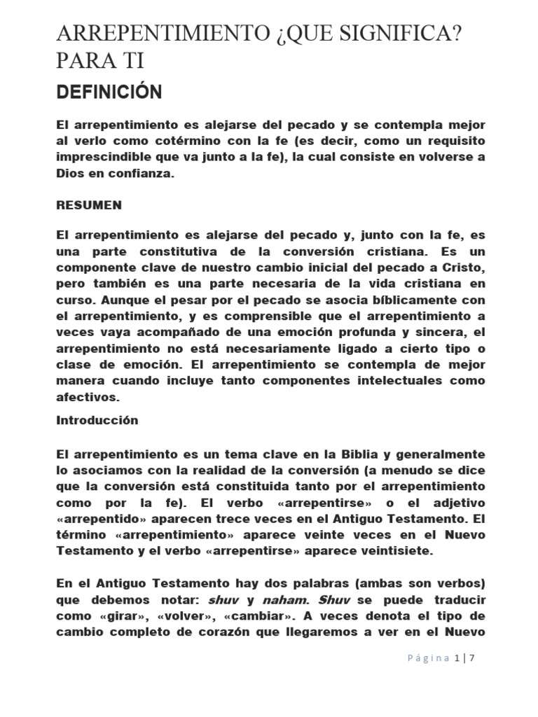 ARREPENTIMIENTO | PDF | Bautismo | Pecado