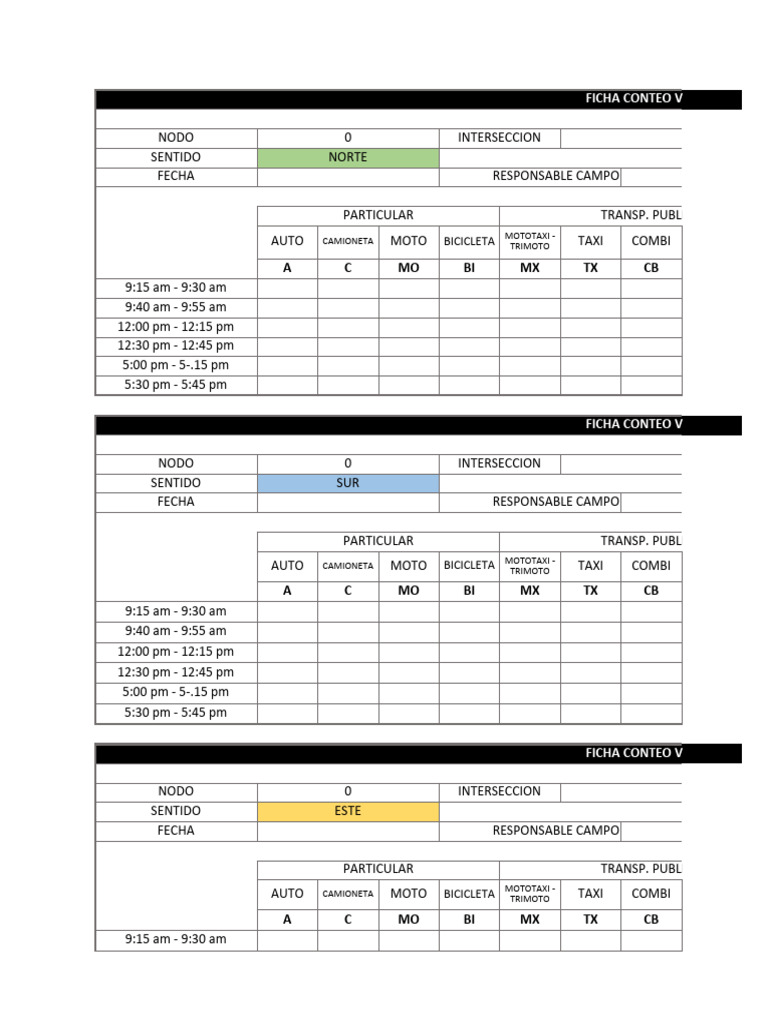 Formato Conteo | PDF
