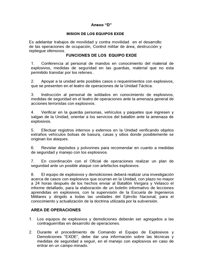 Anexo D Funciones de Los Miembros de Los Equ. Exde | PDF | Conflictos ...
