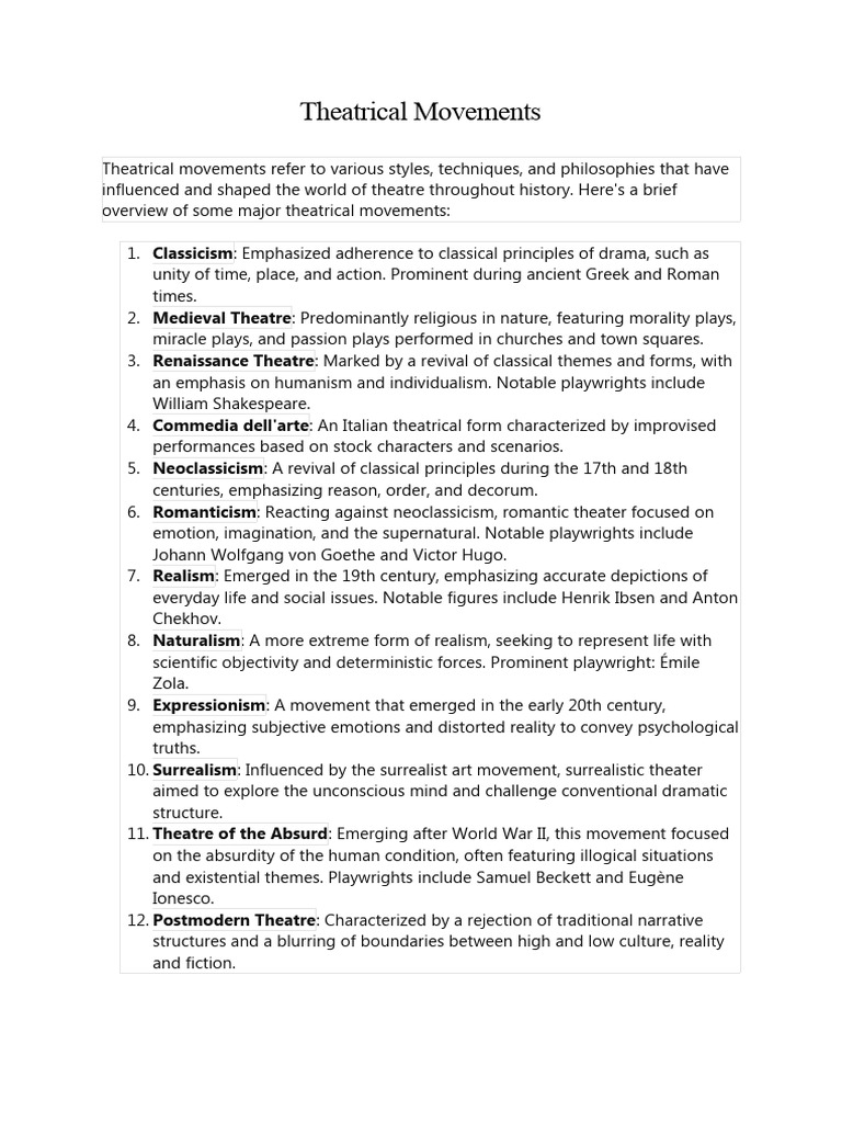 Theatrical Movements | PDF