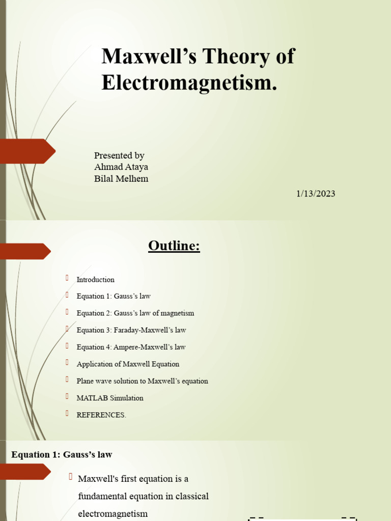 Maxwell's Equation Presentation | PDF | Maxwell's Equations | Magnetic ...