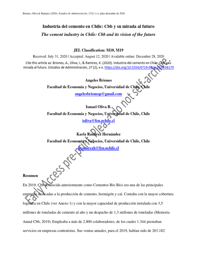 The Cement Industry in Chile CBB and Its Vision of The Future | PDF ...