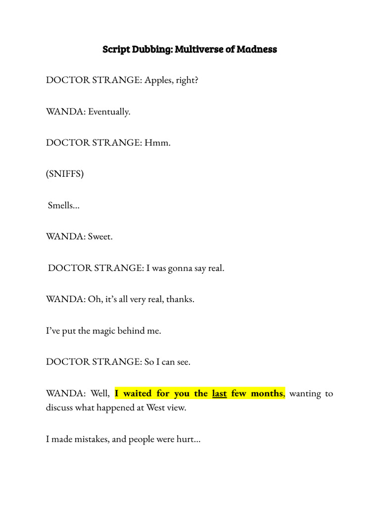 Multiverse of Madness Script Dubbing | PDF | Religion & Spirituality