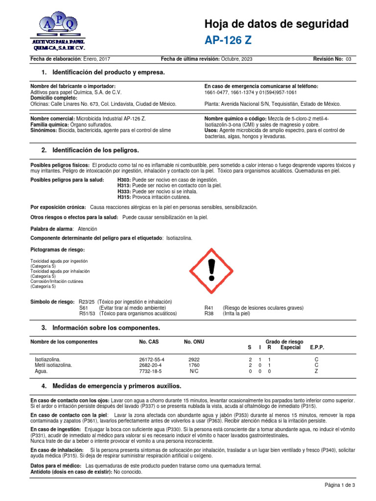 Ap-126 Z (HDS-2023) | PDF | Agua | Ácido