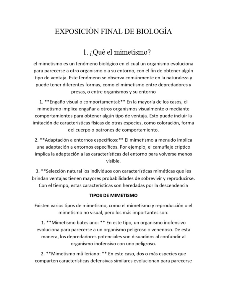 Exposiciòn Final de Biologìa | PDF