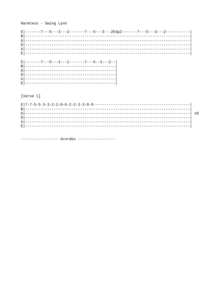 Harmless - Swing Lynn | PDF