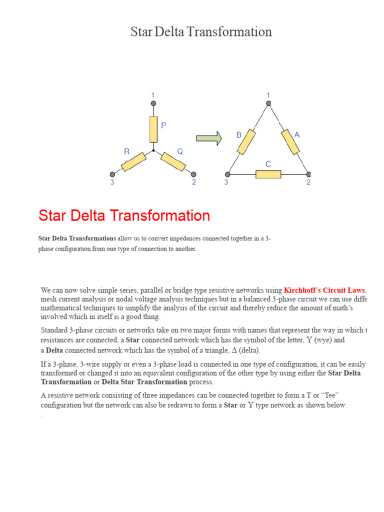 Star Delta Transformation Explained | PDF | Teaching Methods ...