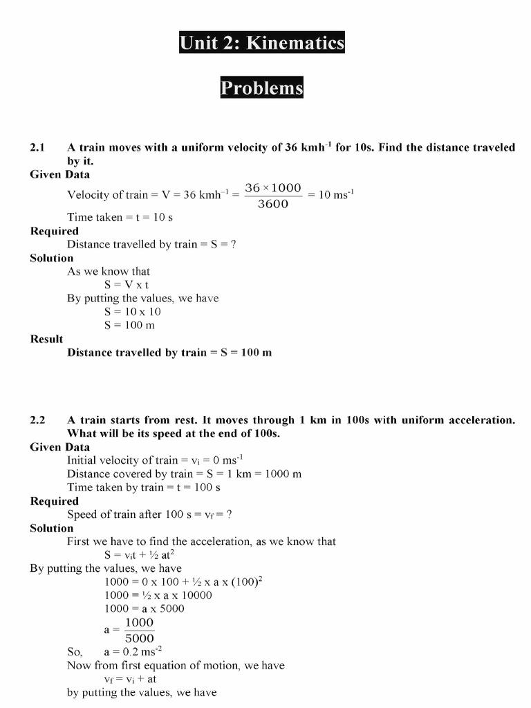 9th Phy Chap 2 Solved Problems | PDF 9th Phy Chap 2 Solved Problems | PDF