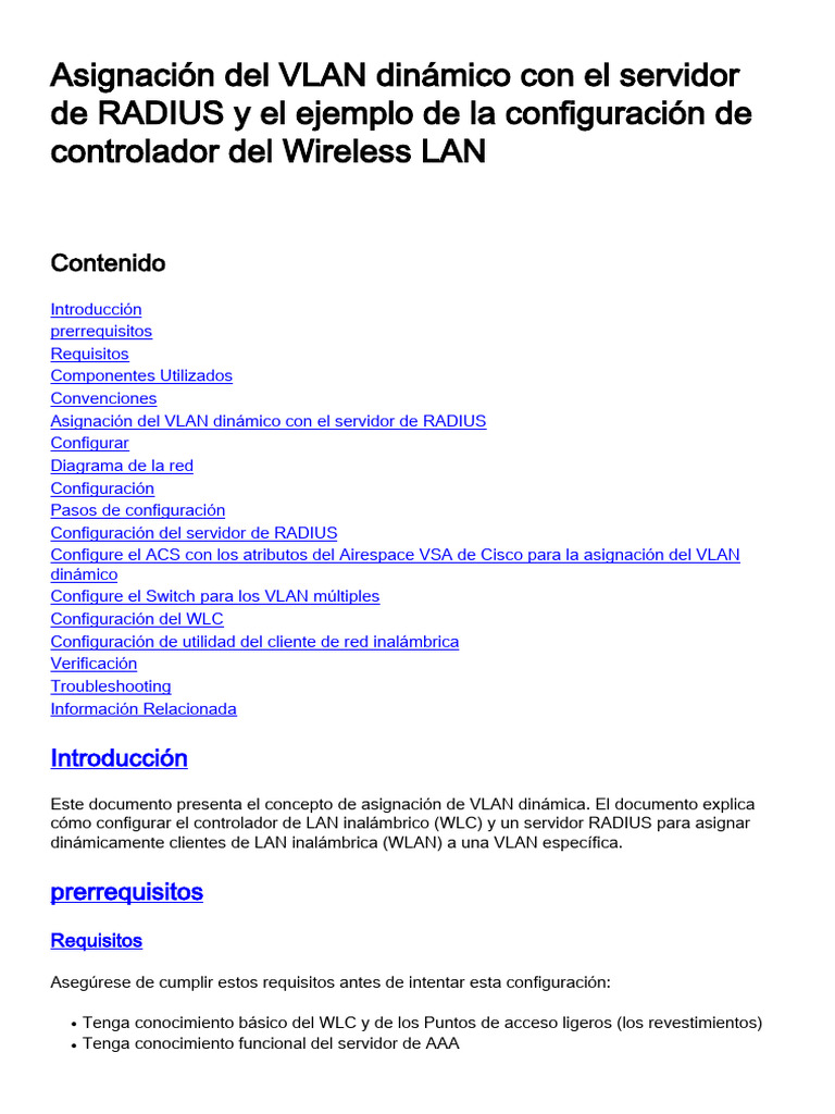 Asignación Del VLAN Dinámico Con El Servidor de RADIUS y El Ejemplo de La Configuración de ...