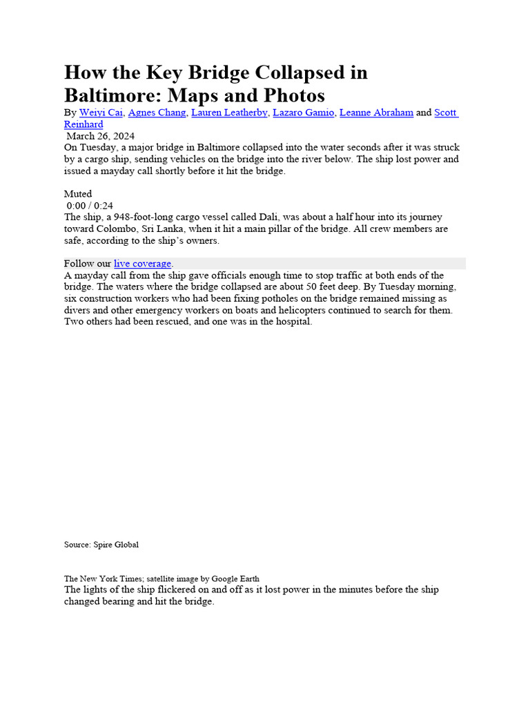 How The Key Bridge Collapsed in Baltimore - Maps and Photos | PDF ...