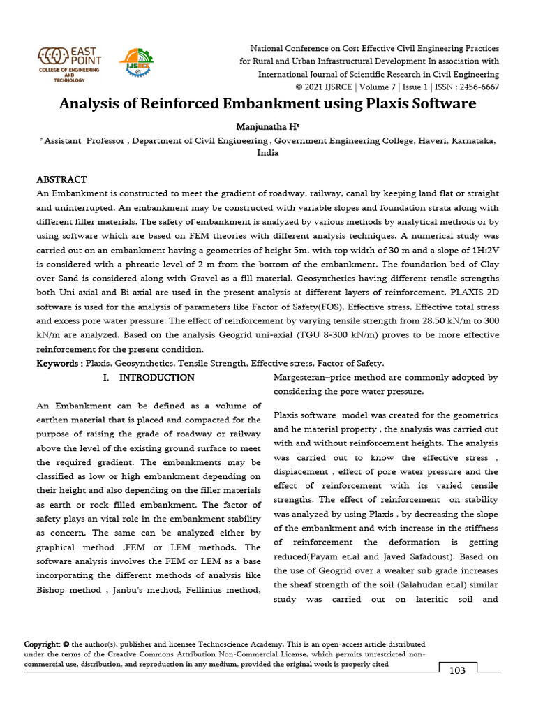 Reinforced Embankment Using Plaxis | PDF | Porosity | Stress (Mechanics)