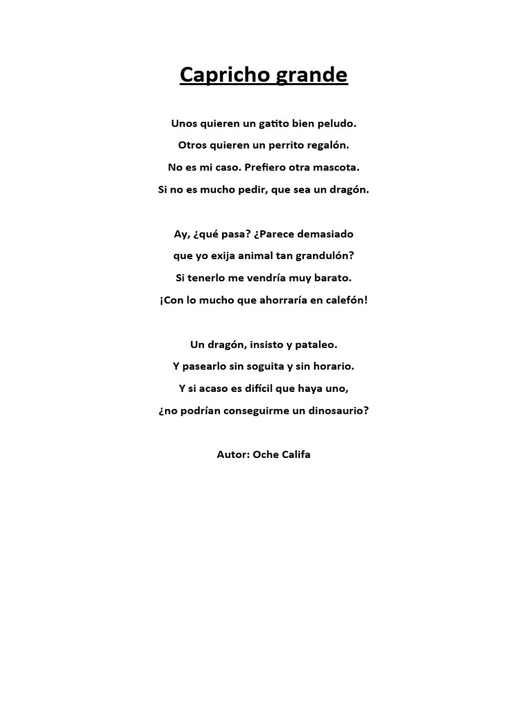 Capricho Grande: Un Poema de Oche Califa | PDF