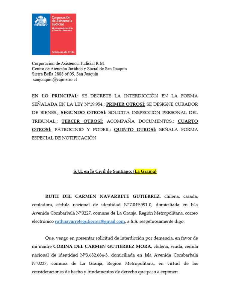 Interdiccion Ruth Del Carmen Navarrete Gutiérrez | PDF | Documento de identidad | Justicia