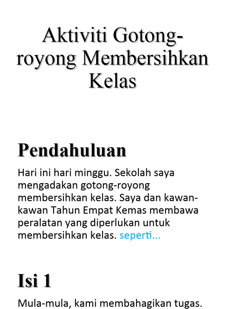 Aktiviti Gotong-Royong Membersihkan Kelas | PDF | Kesehatan Holistik