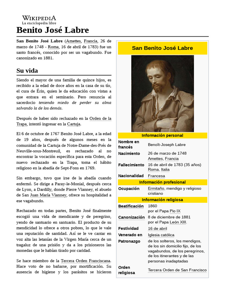Benito José Labre | PDF