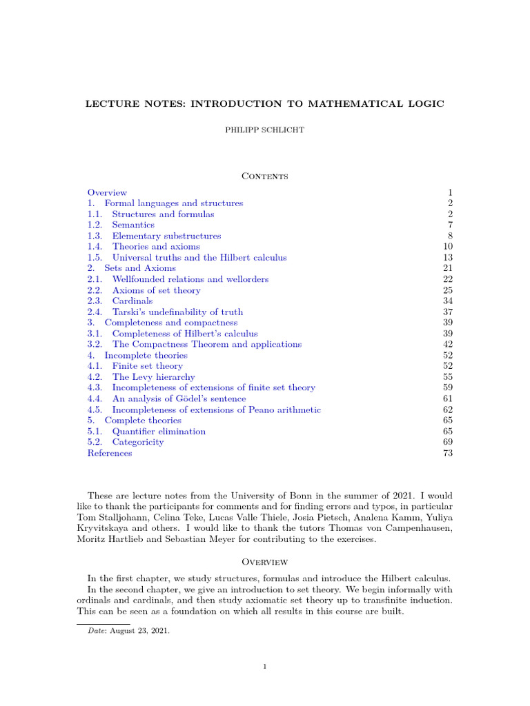 Introduction To Mathematical Logic | PDF | Mathematical Logic | Axiom