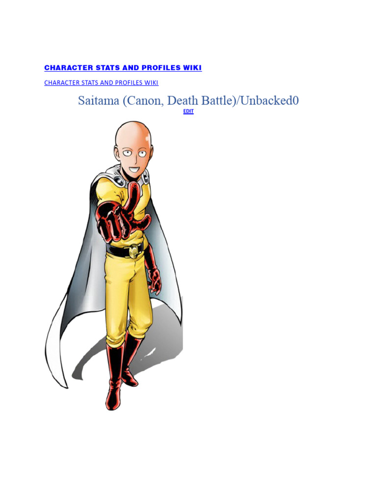 Saitama (Canon, Death Battle) /unbacked0: Character Stats and Profiles ...