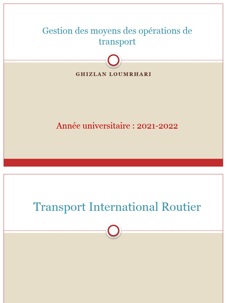 Réglementation du Transport Routier International | PDF | Technologie ...