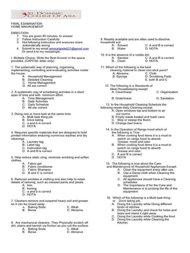 Final Seatwork HM CG 122 A | PDF | Laundry | Toilet