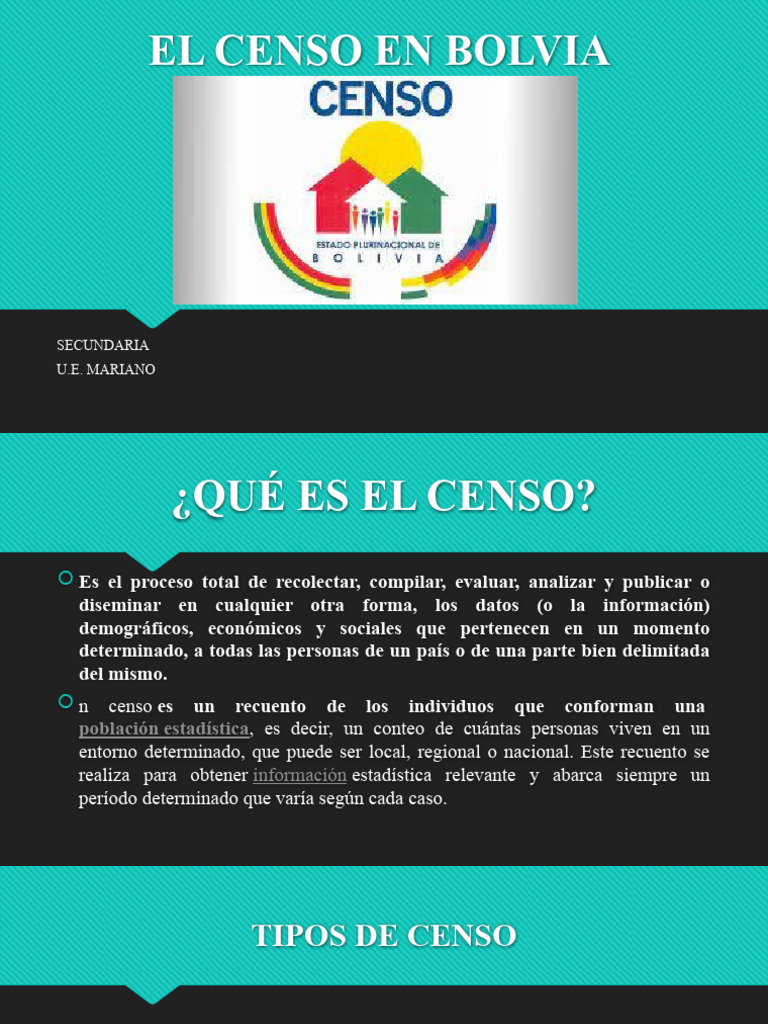 El Censo en Bolivia: Guía Educativa | PDF | Censo | Población