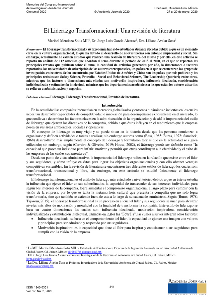 Liderazgo Transformacional | PDF