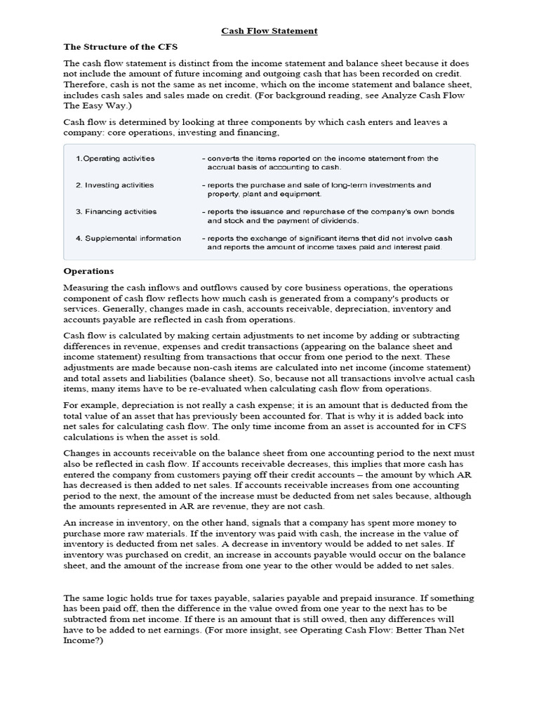 Cash Flow Pdf Cash Flow Statement Debits And Credits