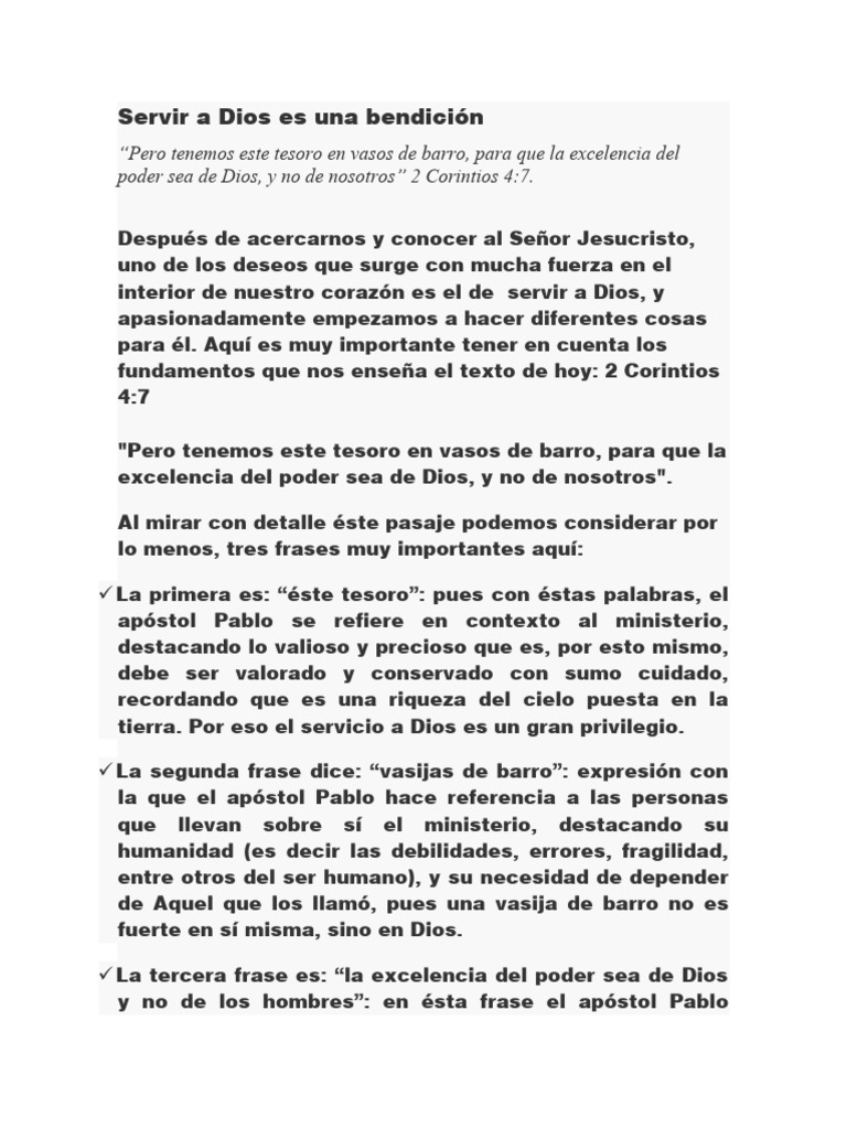 Servir A Dios Es Una Bendición | PDF