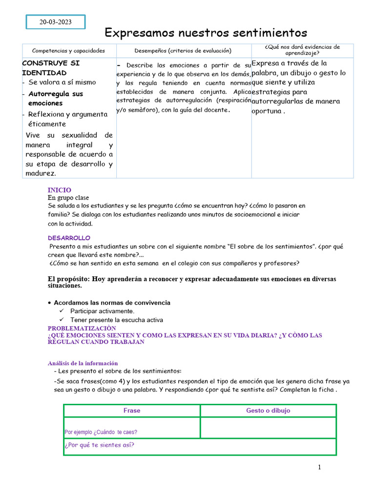 Expresión y regulación de emociones en clase | PDF | Las emociones ...