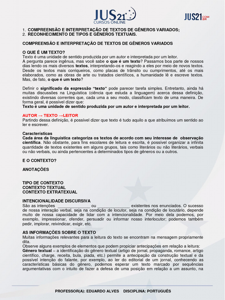 Aula 1 1 o Que e Texto Contexto Tipos de Contexto Intencionalidade ...