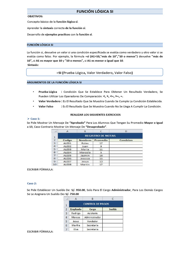 Teoria Practica Excel | PDF | Función (Matemáticas) | Lógica