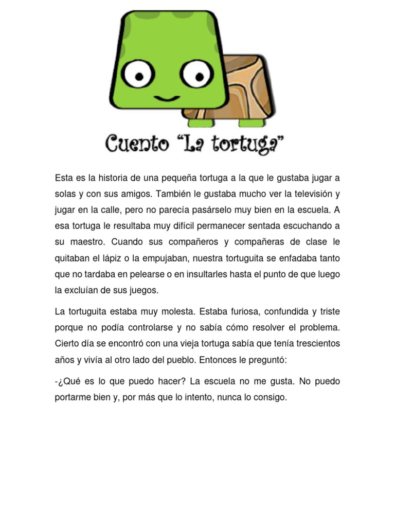 La tortuga sabia y el autocontrol | PDF