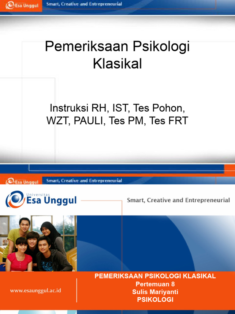 Pemeriksaan Psikologi Klasikal: Instruksi RH, IST, Tes Pohon, WZT ...