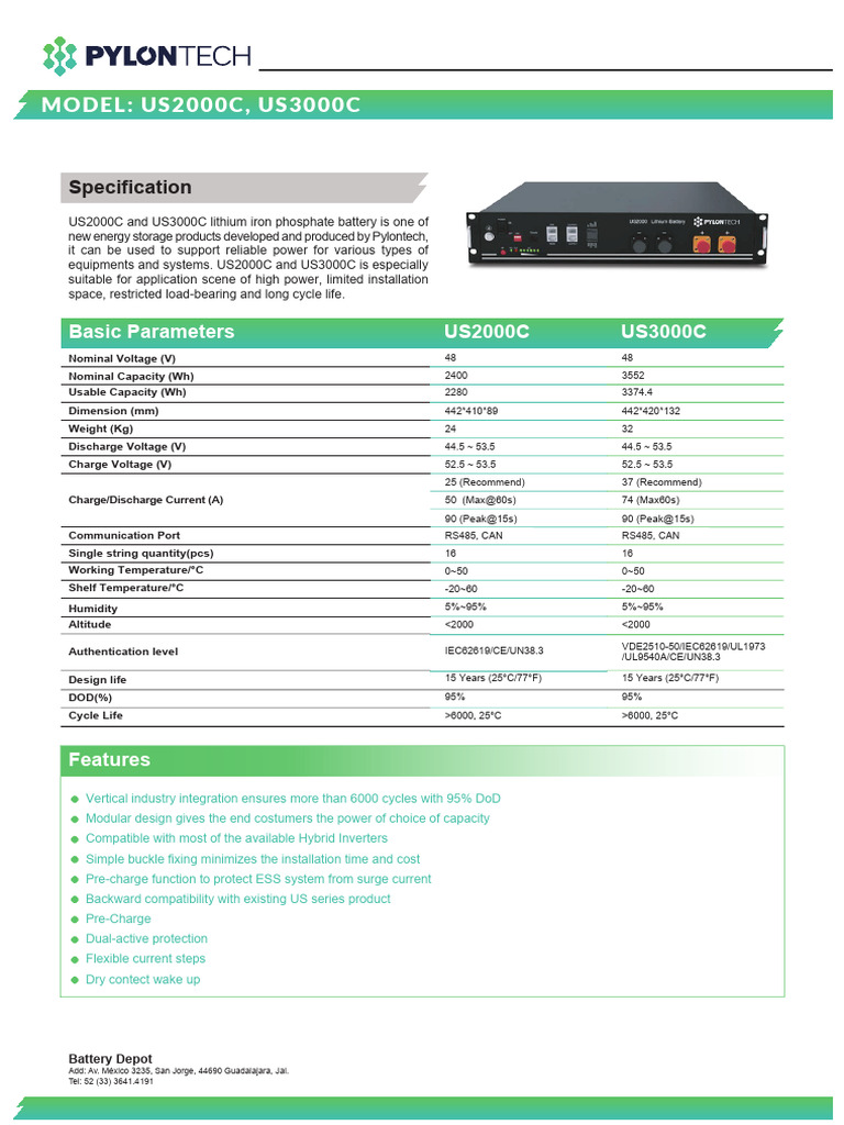 Pylontech - US2000C, US3000C | PDF | Manufactured Goods | Energy Technology
