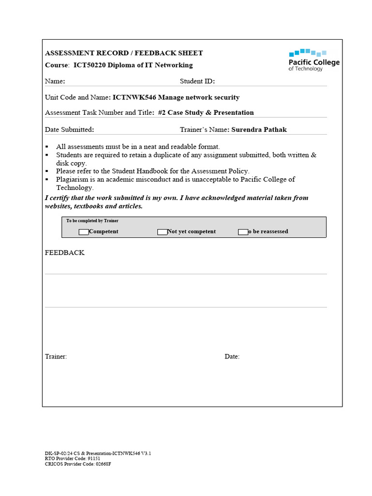 ICTNWK546 Case Study & Presentation Guide | PDF