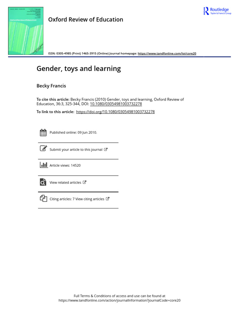 Gender Toys and Learning | PDF | Toys | Gender