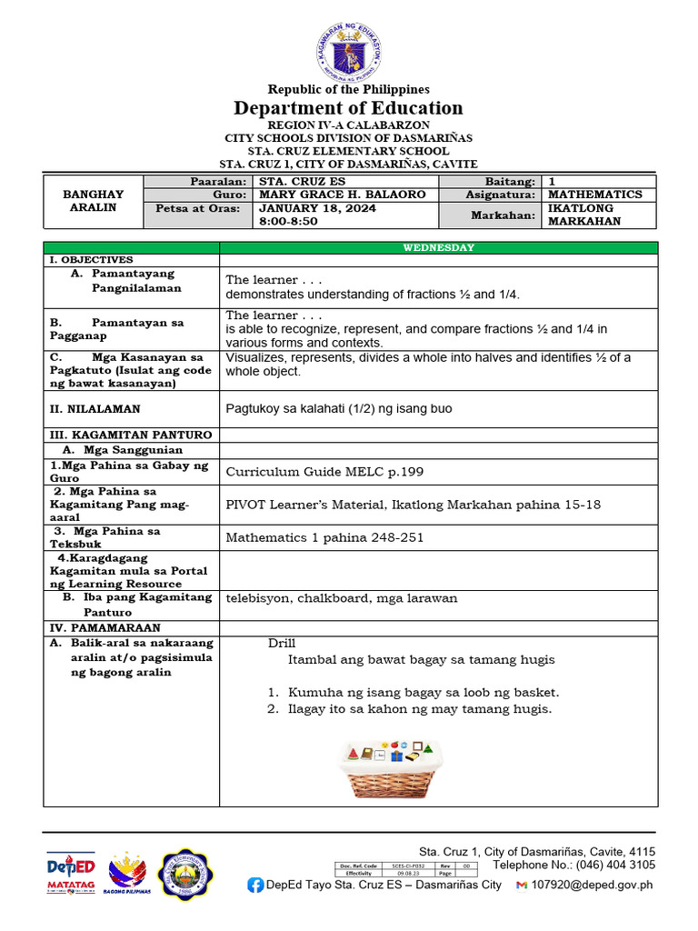 SCES CI F032 Detailed Lesson Plan - CO3 Final | PDF
