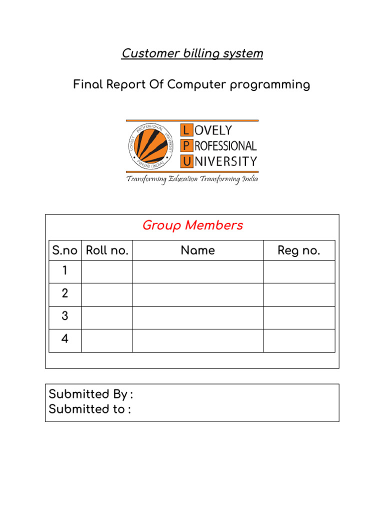 Customer Billing System | Download Free PDF | Menu | Customer