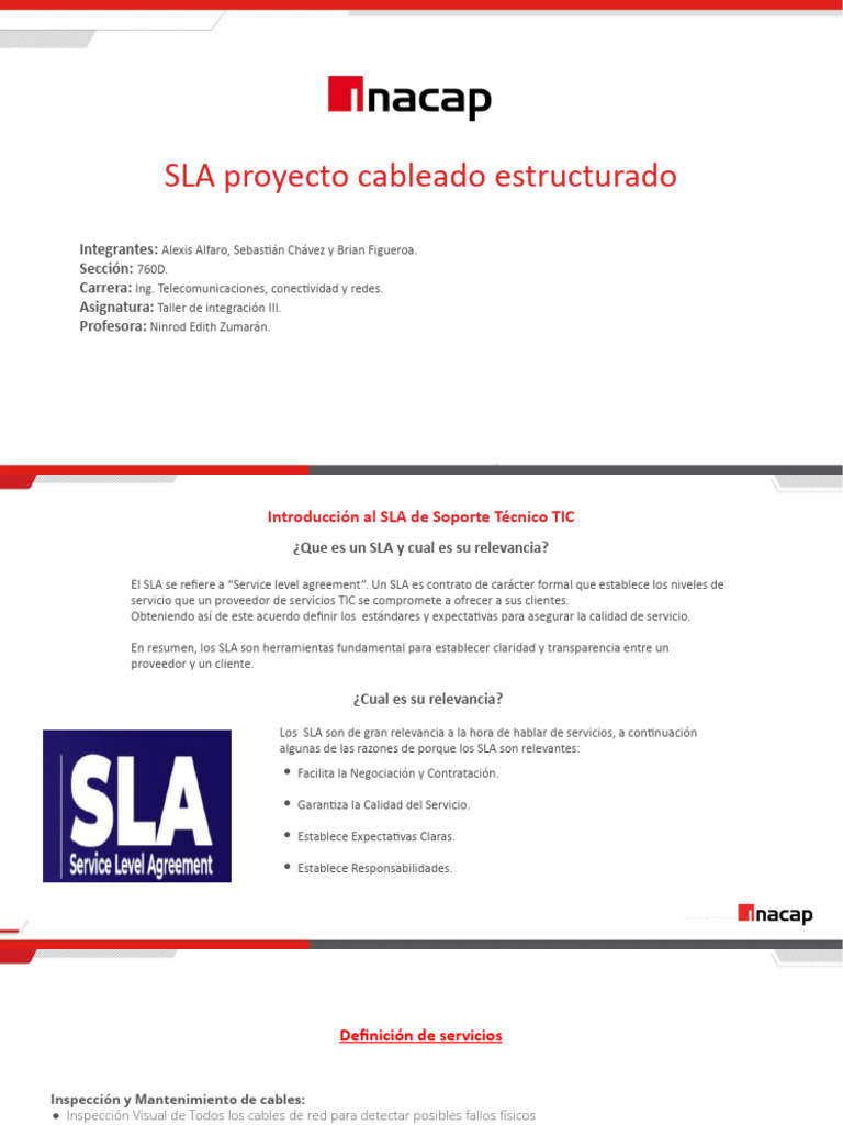 Presentacion SLA | PDF | Acuerdo de nivel de servicio | Telecomunicaciones